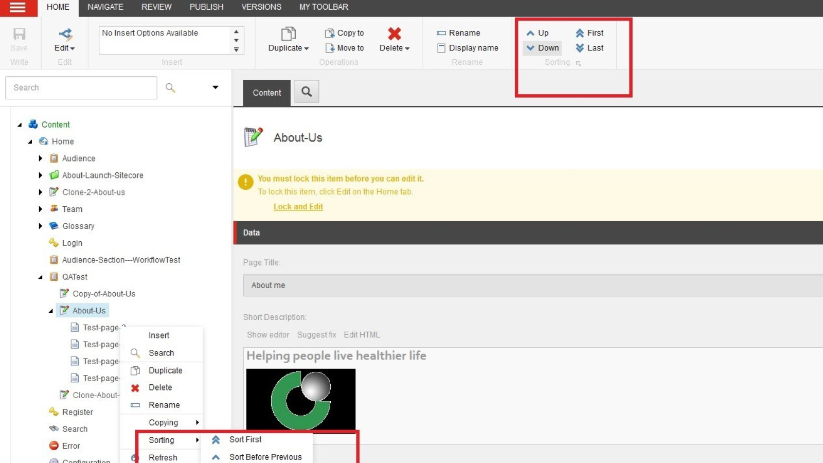 Sorting items in Sitecore | Horizontal Digital Blog